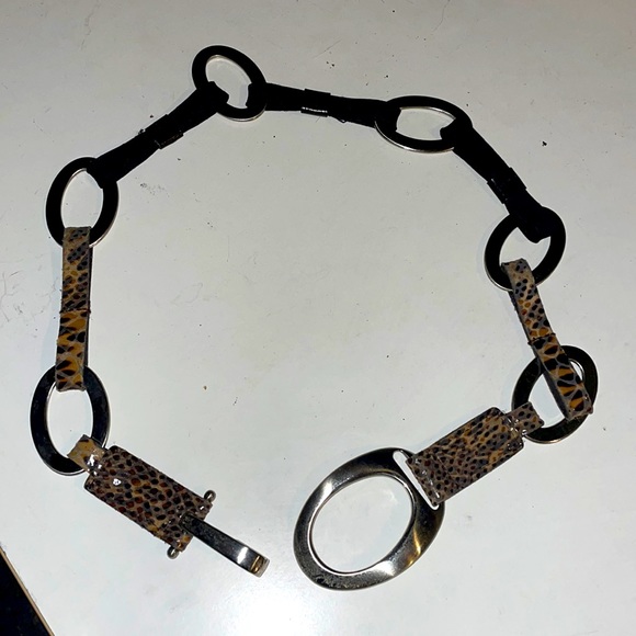 J. Crew | Accessories | Bet Leather Leopard Metal Elastic Small Jcrew ...